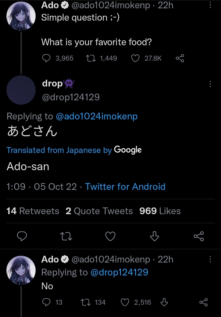 VSx6 (Invented KAITO GRANDE) on Twitter: "Ado is trying her best with her fans https://t.co ...