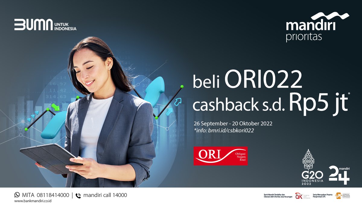 bank mandiri on Twitter: "Sahabat, yuk investasi ORI022 dan dapetin cashback s/d Rp5 juta ...