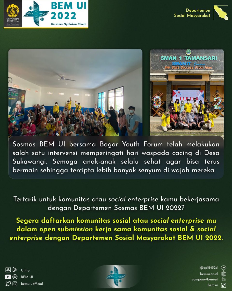 BEM UI on Twitter: "Departemen Sosial Masyarakat BEM UI 2022 memiliki arah gerak yang mencoba ...