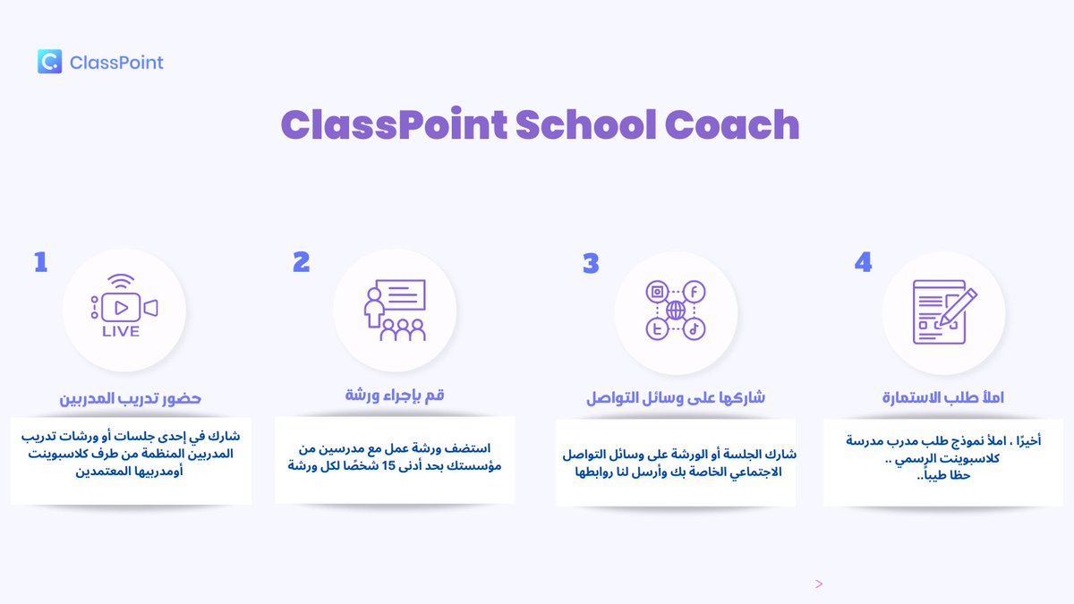 ClassPoint MENA on Twitter: "🤩هل ترغب أن تحصل على شهادة مدرب المدرسة من كلاسبوينت ب 4 خطوات سهلة ...