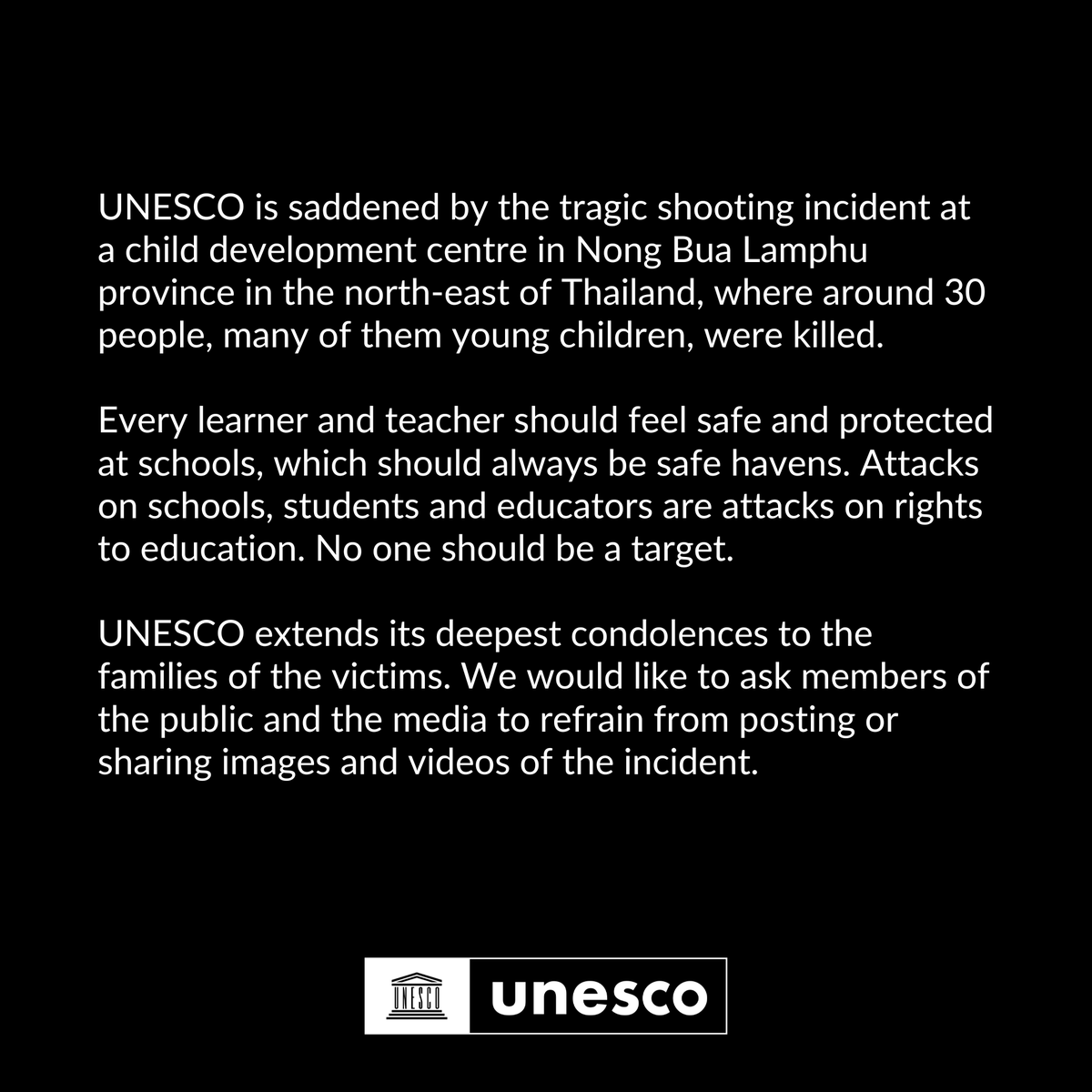 UNESCO Bangkok 🏛️ #Education #Sciences #Culture on Twitter: "UNESCO is saddened by the tragic ...