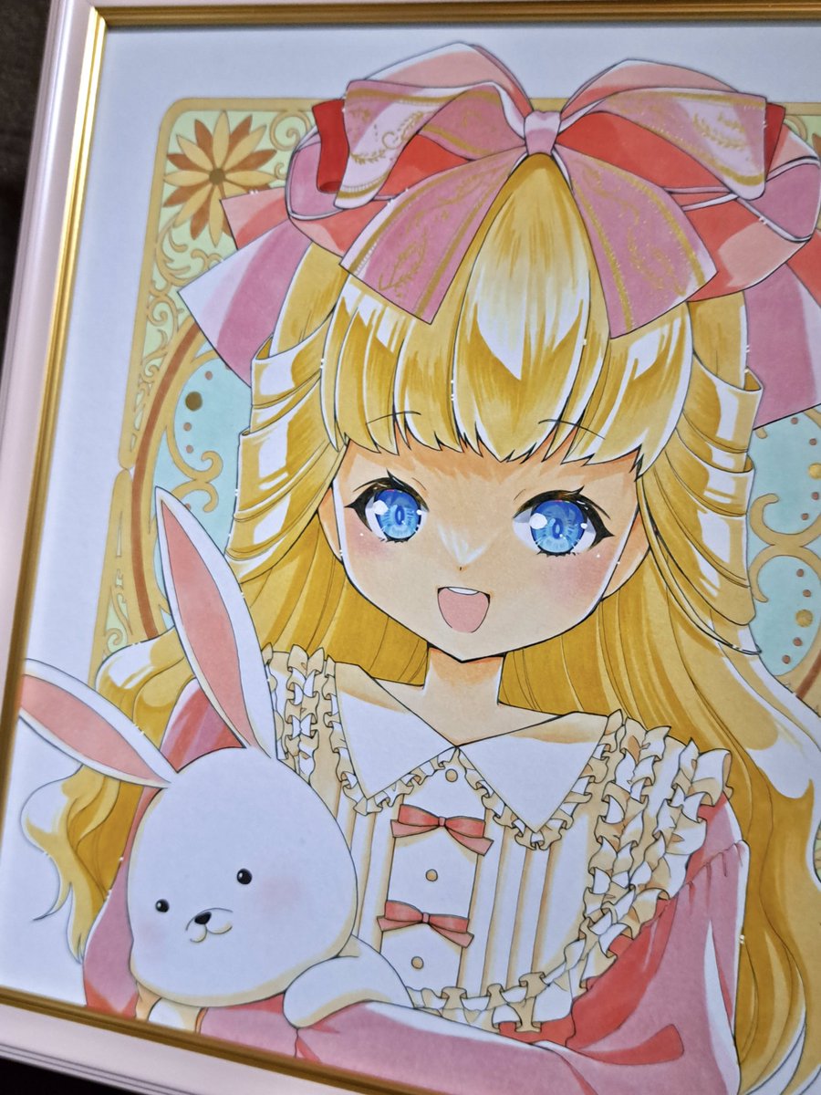 「この間描いた色紙、額に入れてみた…はいいけどこのあとどうしようか#アナログイラス」|ささつゆ🦊5/5【COMITIA144】H28b📚5/6【A40】参加のイラスト