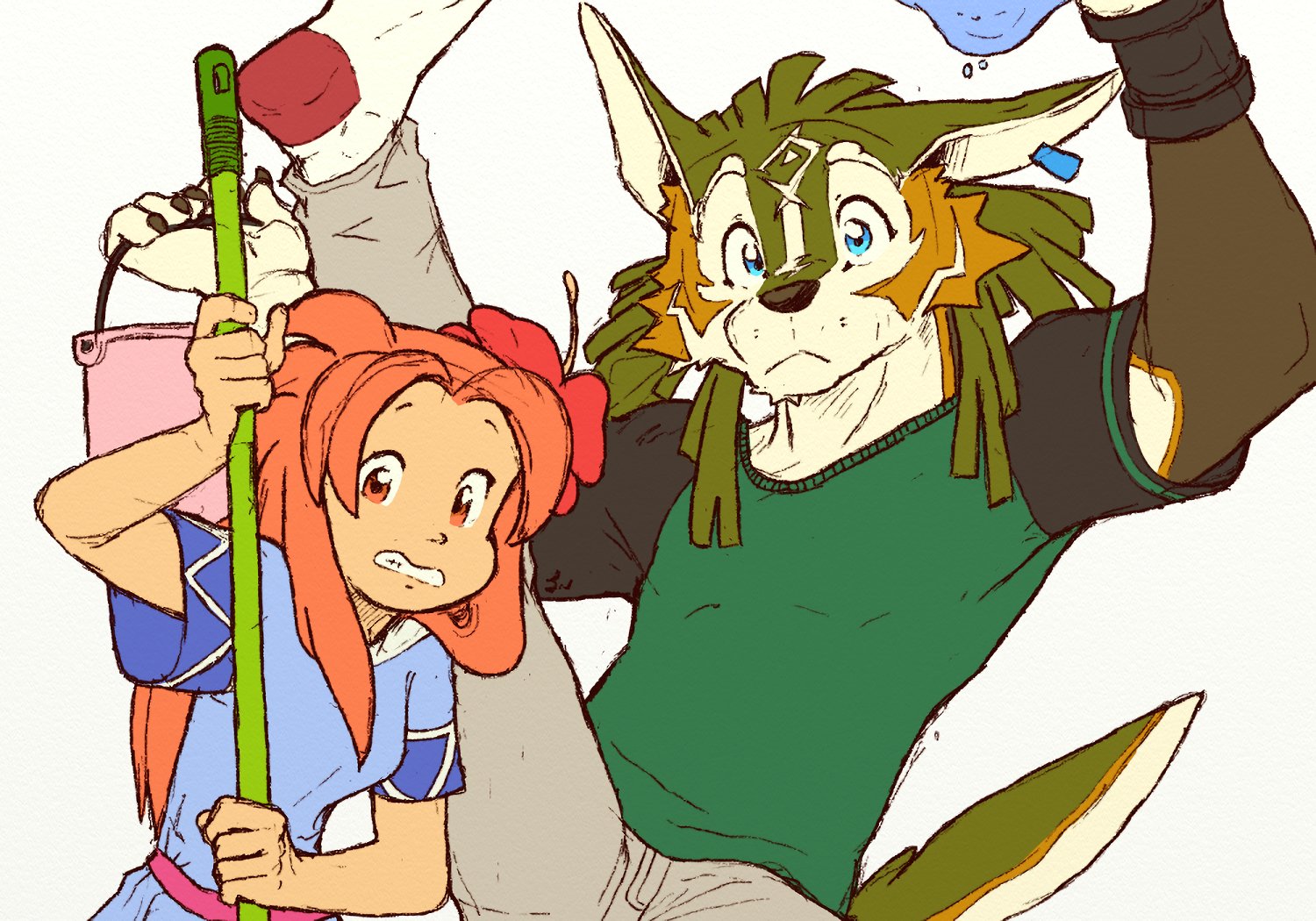 Technoblade | Comms Open 🤖👾 on Twitter: "RT @DaHeckSaJerry: Cleaning with Marin and Wolf Link ...