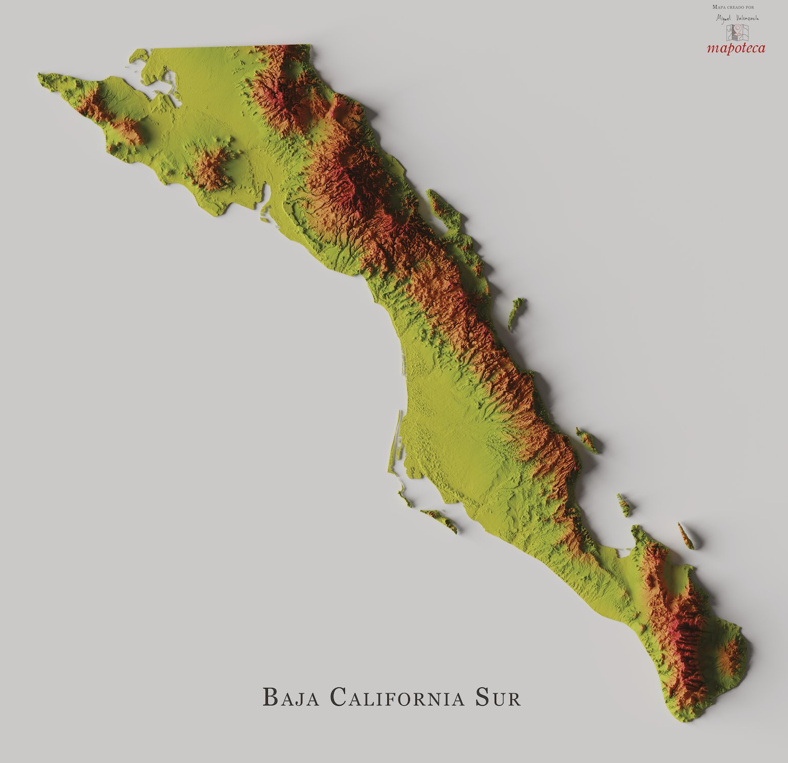 Mapoteca de pZZ on Twitter: "Mapa de #BajaCaliforniaSur en la técnica de #relieveporsombras Para ...