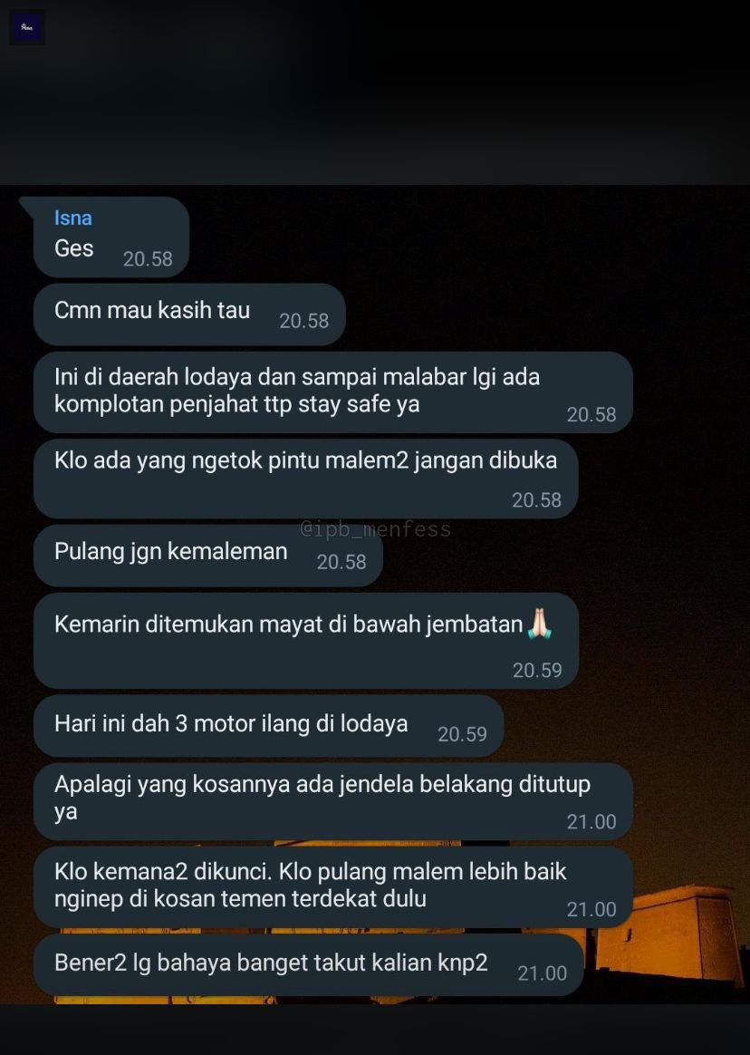 Draft IPB on Twitter: "-punten anak vokasi yang ngekos di daerah lodaya dan malabar hati hati ya ...