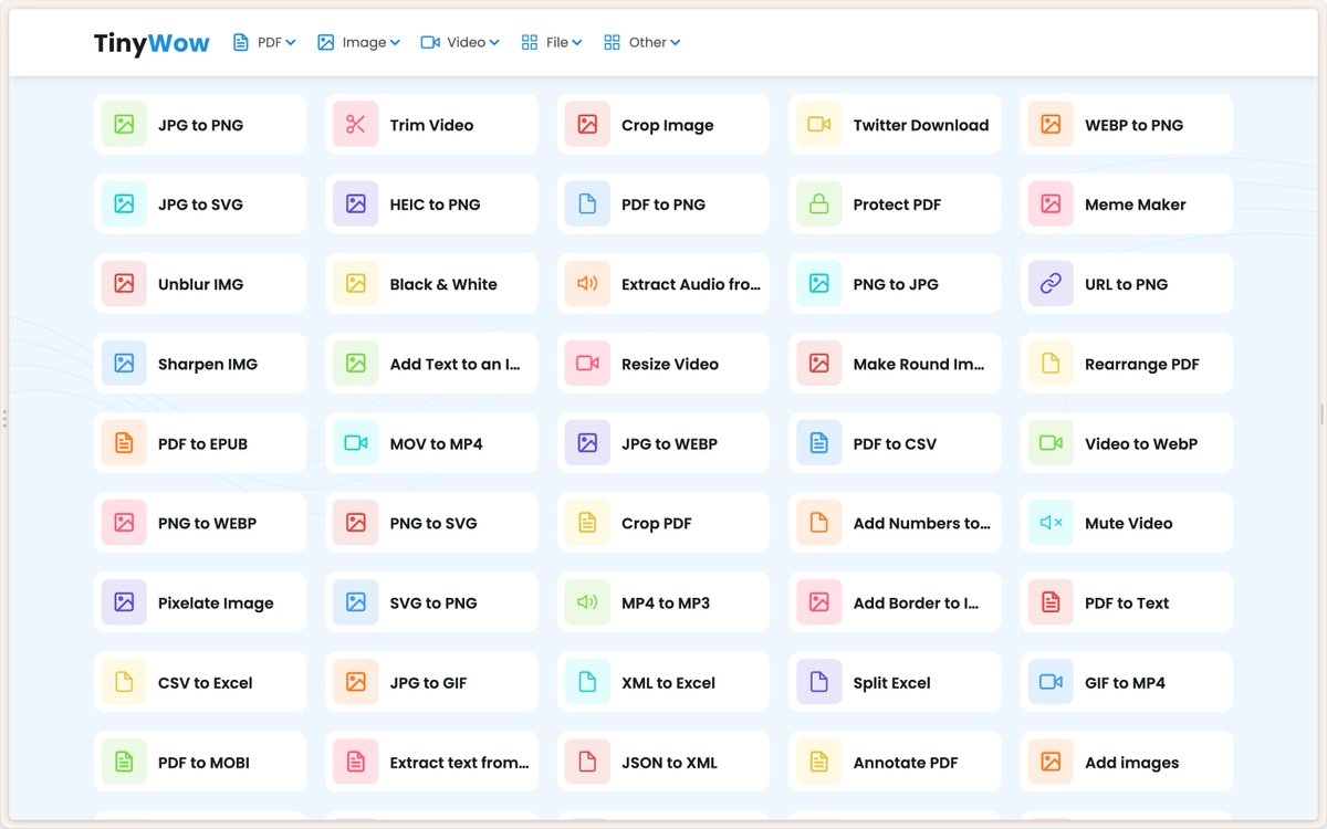 Tw93 on Twitter: "#工程师工具，推荐一个几乎能够解决你所有文件处理问题的免费在线工具 TinyWoW https://tinywow.com , 包括各种文档格式转换、PDF ...