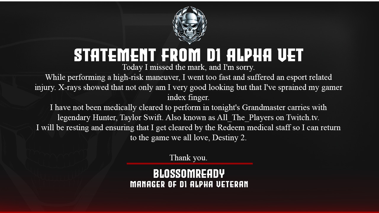 D1 Alpha Vet on Twitter: "Today I missed the mark. Apologizing to @All_The_Players and owning up ...