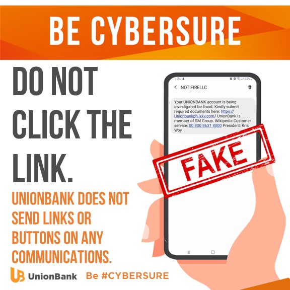 Union Bank of the Philippines on Twitter: "Watch out for phishing messages pretending to be from ...