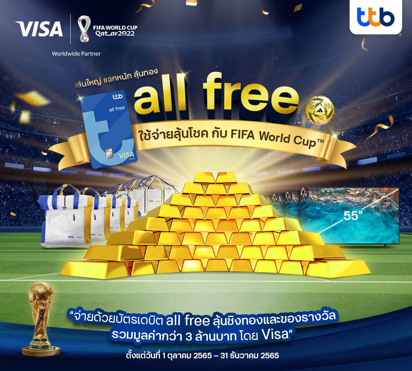 ttb bank on Twitter: " ทีทีบีให้คุณยิ้มรับโชคทองไปกับ FIFA World Cup ใช้จ่ายผ่านบัตรเดบิต all ...