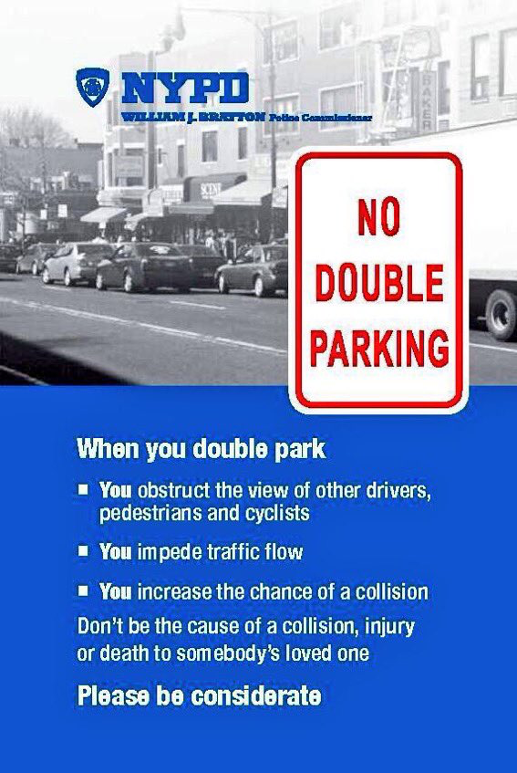 NYPD 109th Precinct on Twitter: "🚫No Double Parking🚫 Please be considerate!! #NYC Streets are ...