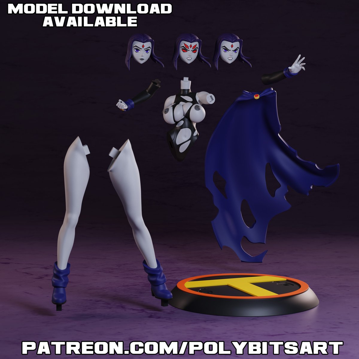 Poly Bits on Twitter: "Azarath Metrion Zinthos! Teen Titans Raven is ready for 3D Printing https ...