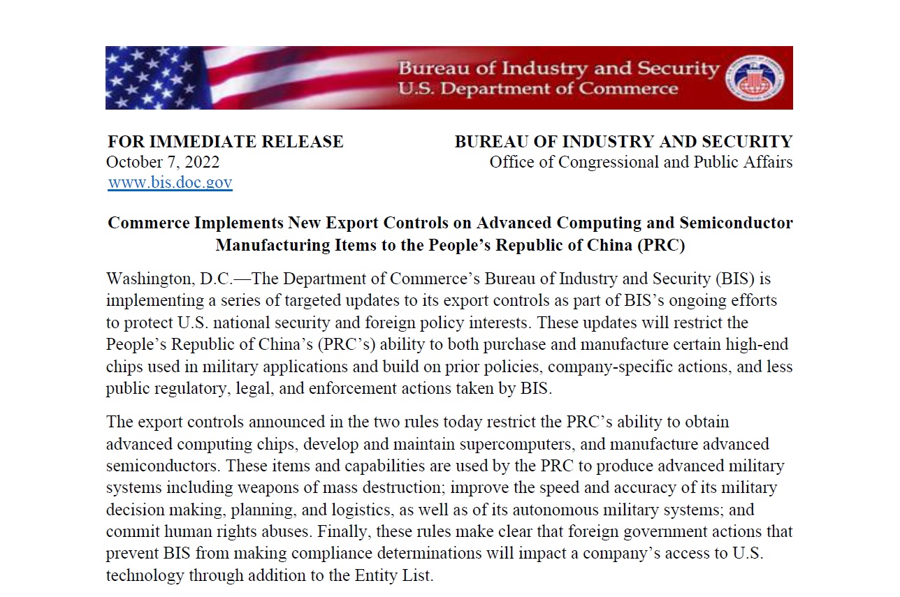 OGAWA, Tadashi on Twitter: "=> "SIA Comments: Export Controls Should Protect National Security ...