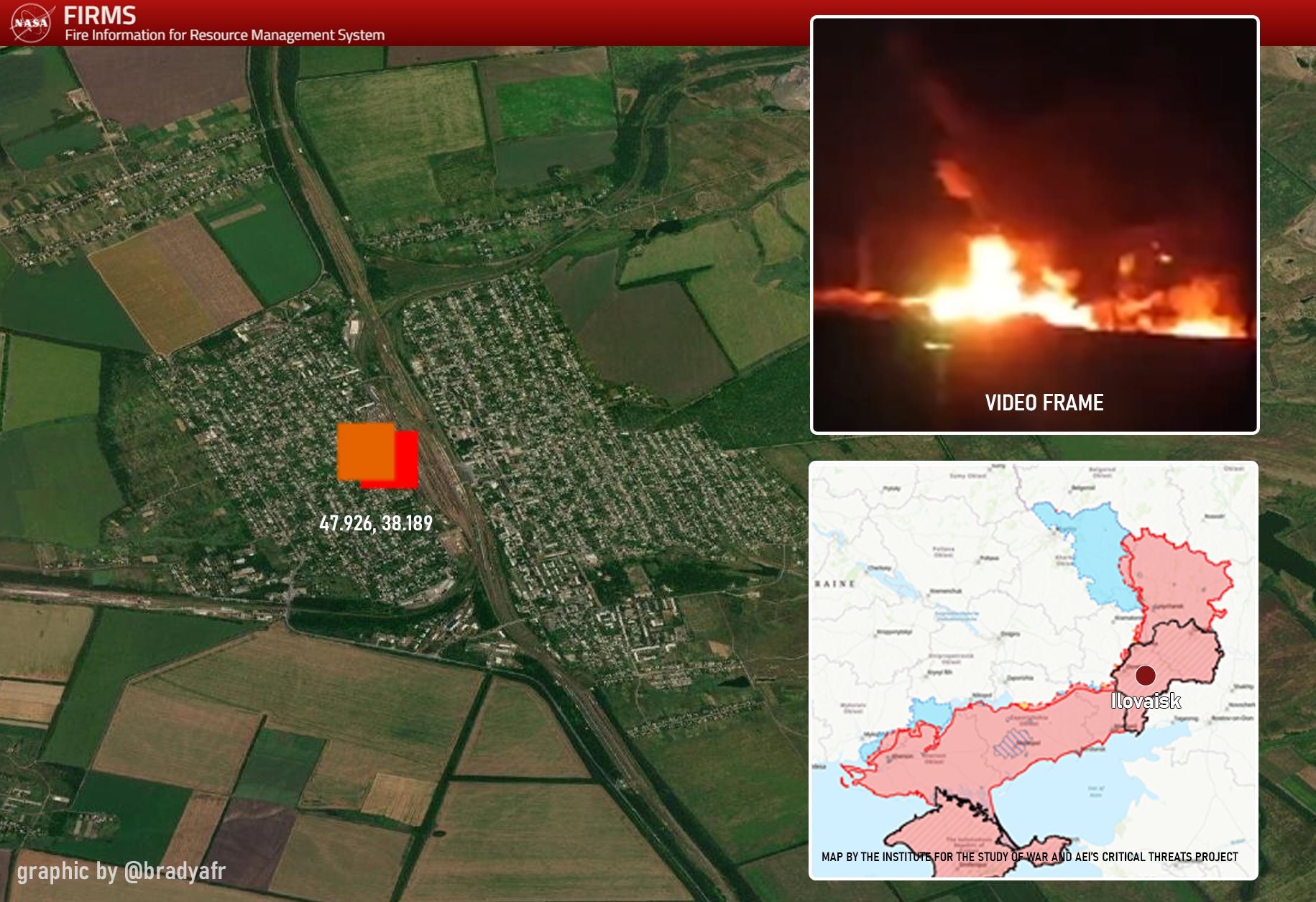 Brady Africk on Twitter: "Fires in Russian-occupied Ilovaisk, Donetsk Oblast were recently ...