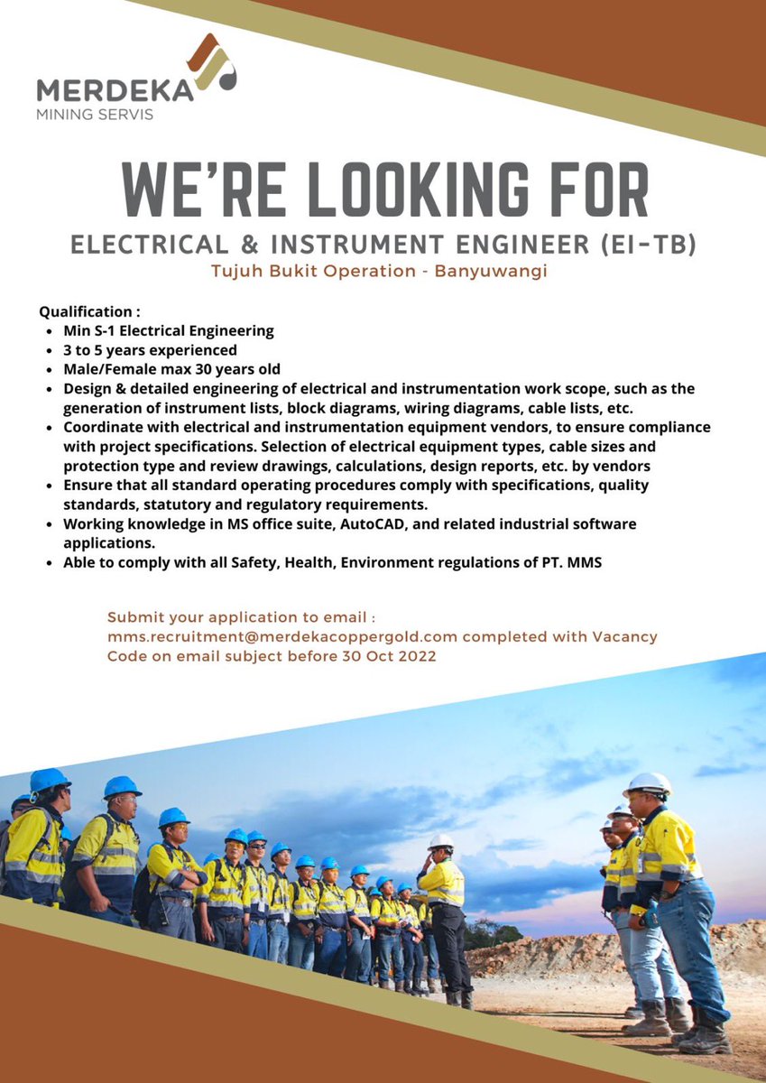 Pamungkas on Twitter: "#LokerPam - Merdeka Mining Servis - Electrical and Instrument Engineer ...