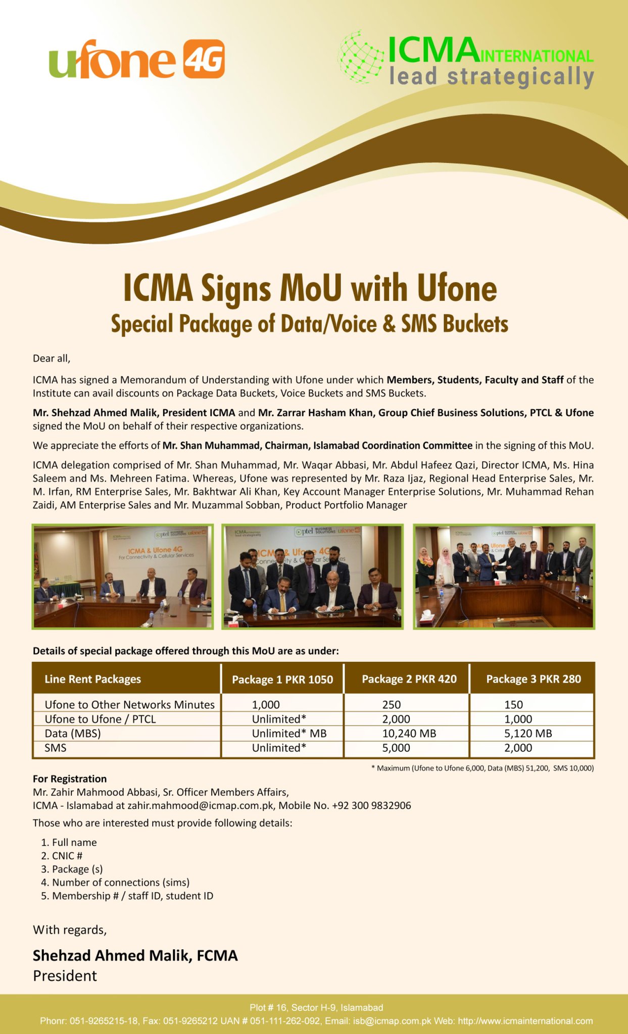 ICMA International on Twitter: "ICMA Signs MoU with Ufone #ICMAInternational #ICMA https://t.co ...