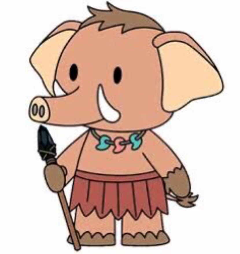 「Midomosu the mammoth is the mascot of Mi」|Mondo Mascotsのイラスト