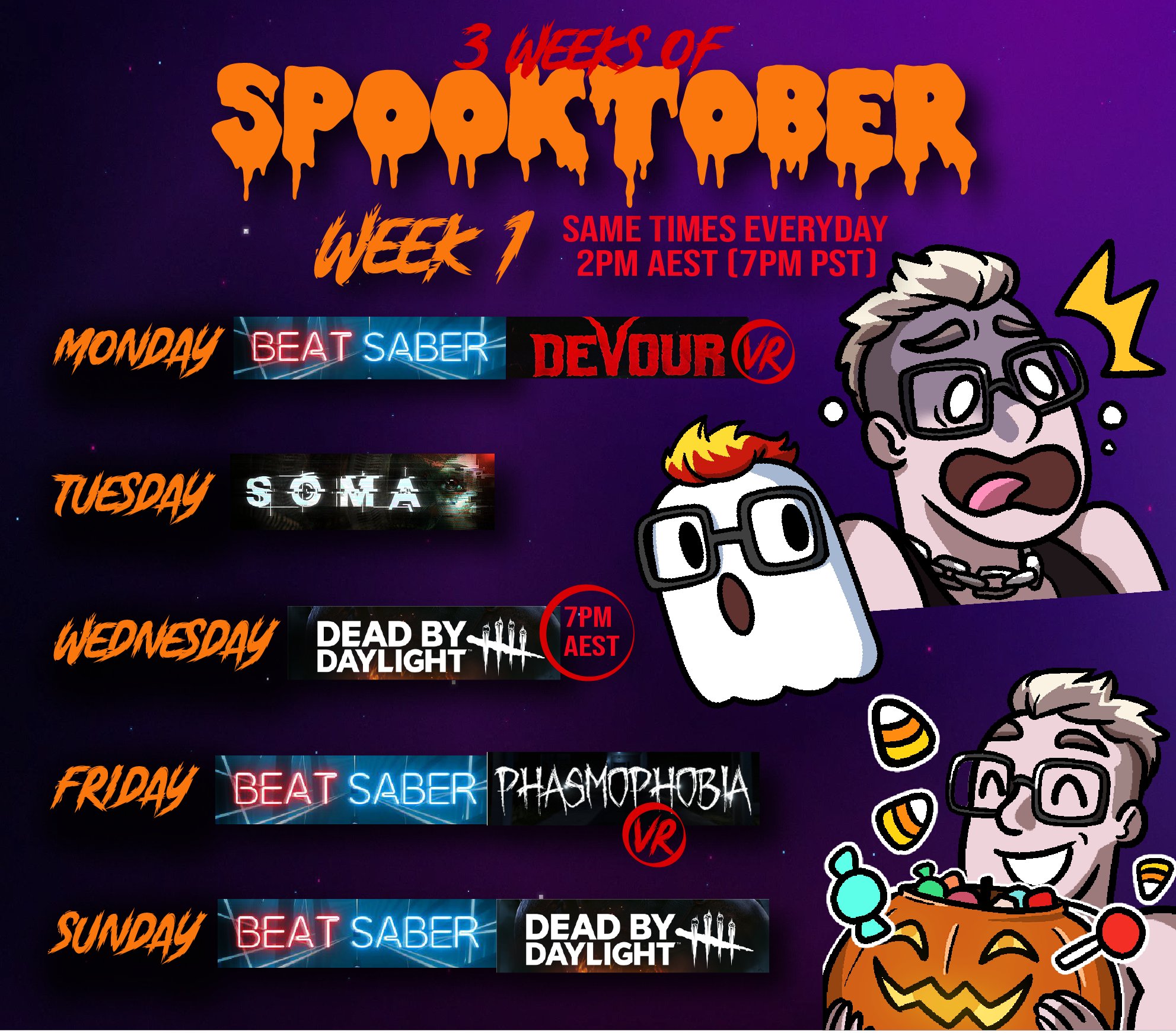 PixelBoy on Twitter: "🚨Here it is! 3 Weeks of #SPOOKTOBER🎃 Going to be playing a lot of VR ...