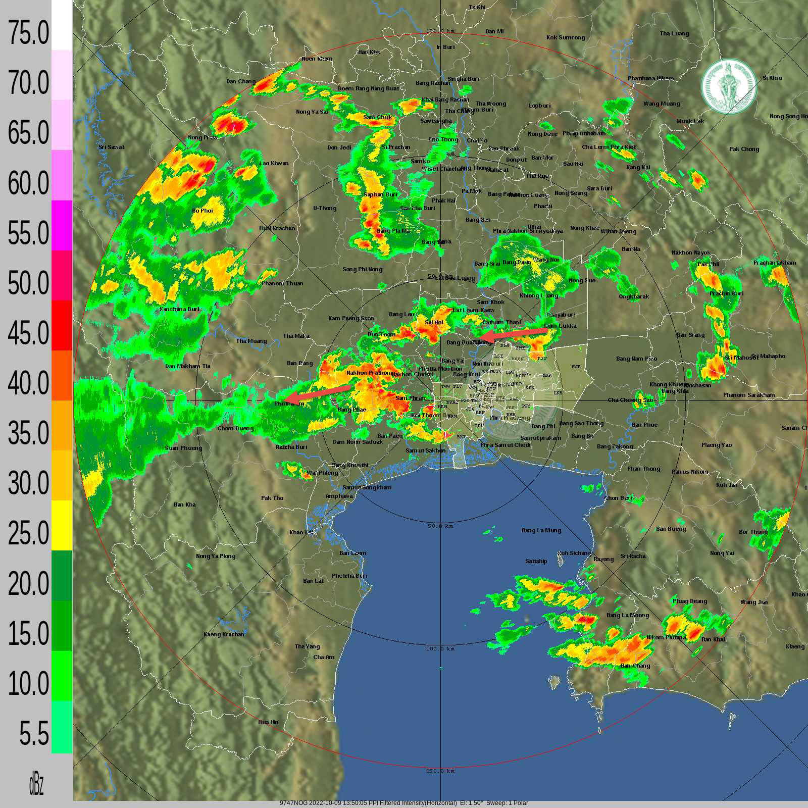 JS100 on Twitter: "เวลา 14.00 น. #ฝนตก เขตคลองสามวา บางขุนเทียน เคลื่อนตัวทิศตะวันตกค่อนทางใต้ ...