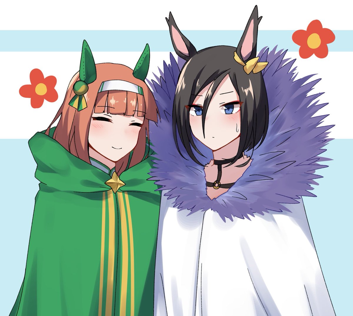 エアグルーヴ(ウマ娘) ,サイレンススズカ(ウマ娘) 「寒くなってくるし冬毛のスズグルでも再掲するか ───── 」|🦆すがも(OMAGUS ...