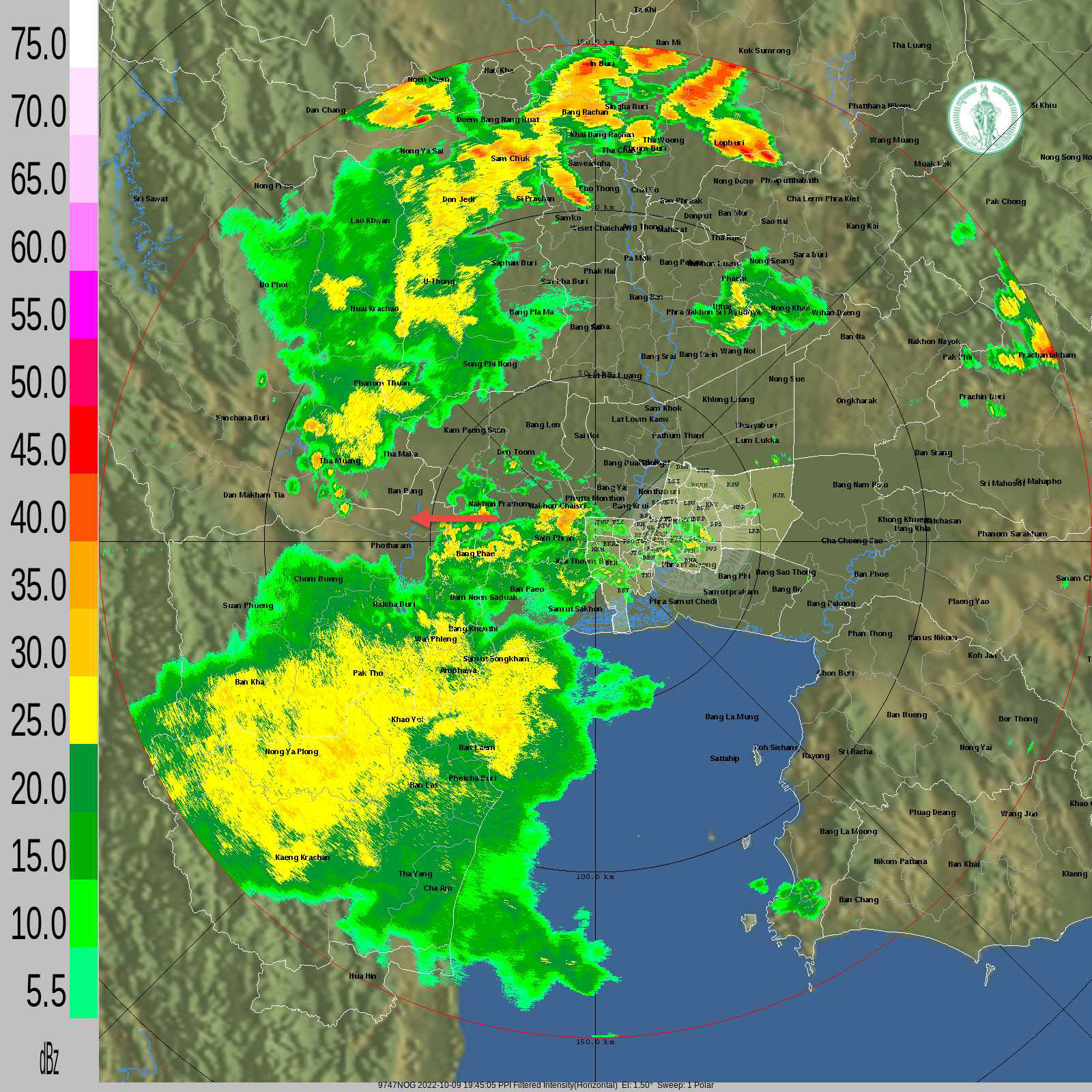JS100 on Twitter: "20.00 #ฝนตก ปกคลุมกระจายพื้นที่ กทม. เคลื่อนตัวทิศตะวันตก เเนวโน้มลดลง ปริมาณ ...
