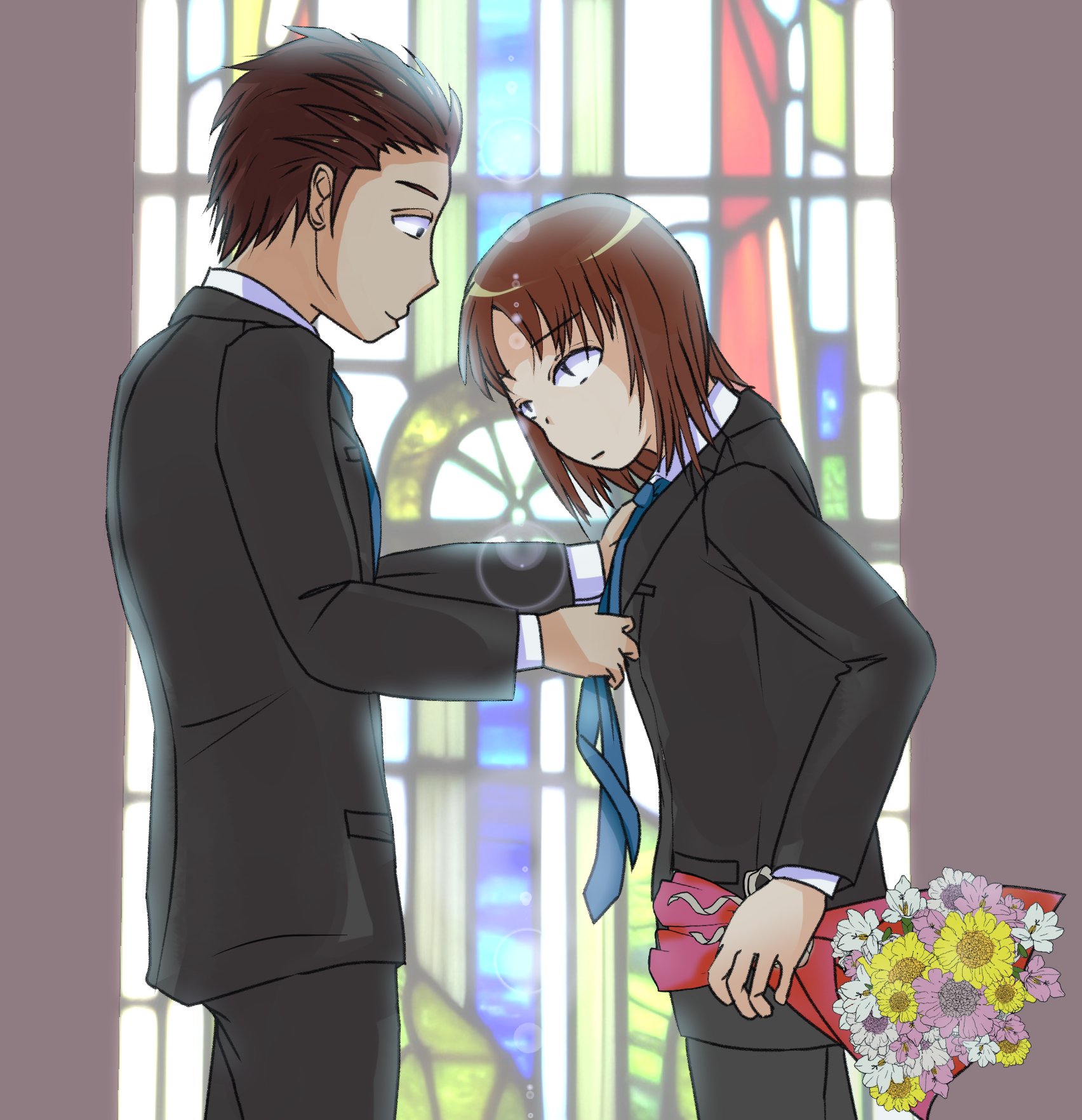 R・片山 on Twitter: "@asagao_tubomi すごい遅れたけどお誕生日おめでとうございます。「知人の結婚式にスーツで来たらブーケトス受け取るわネクタイ直してもらうわの ...