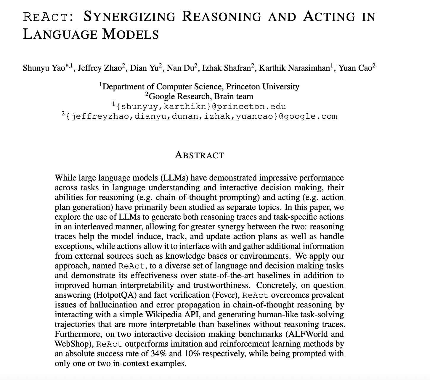 AK on Twitter: "ReAct: Synergizing Reasoning and Acting in Language Models abs: https://t.co ...