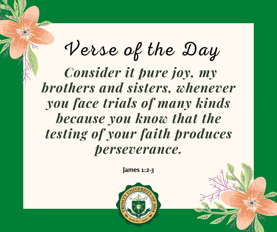 Trinity Univ of Asia on Twitter: ""Consider it pure joy, my brothers ...