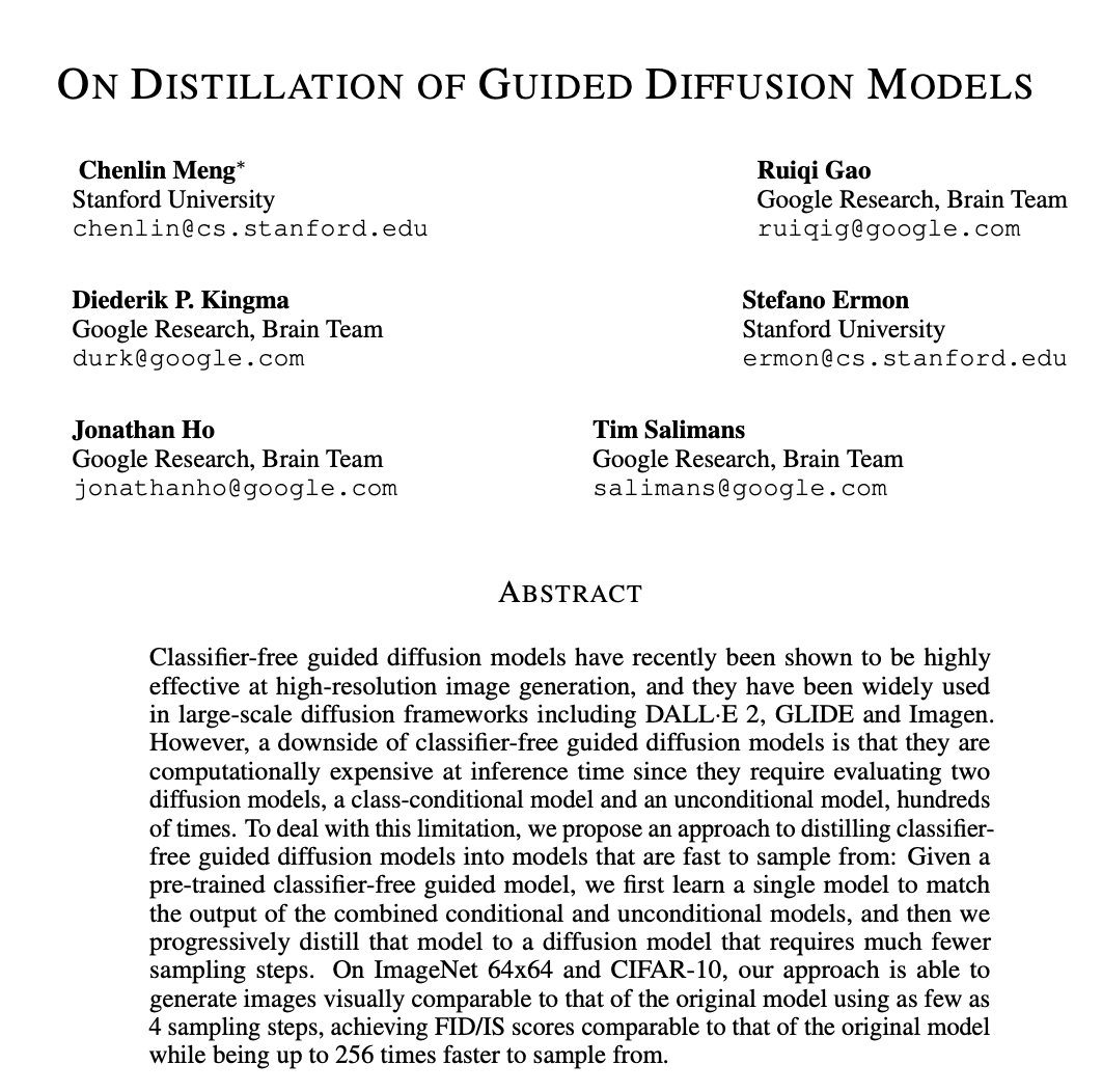 AK on Twitter: "On Distillation of Guided Diffusion Models abs: https://t.co/IFxJtmnH8z On ...