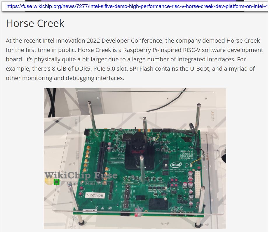 OGAWA, Tadashi on Twitter: "=> "Intel, SiFive Demo High-Performance RISC-V Horse Creek Dev ...