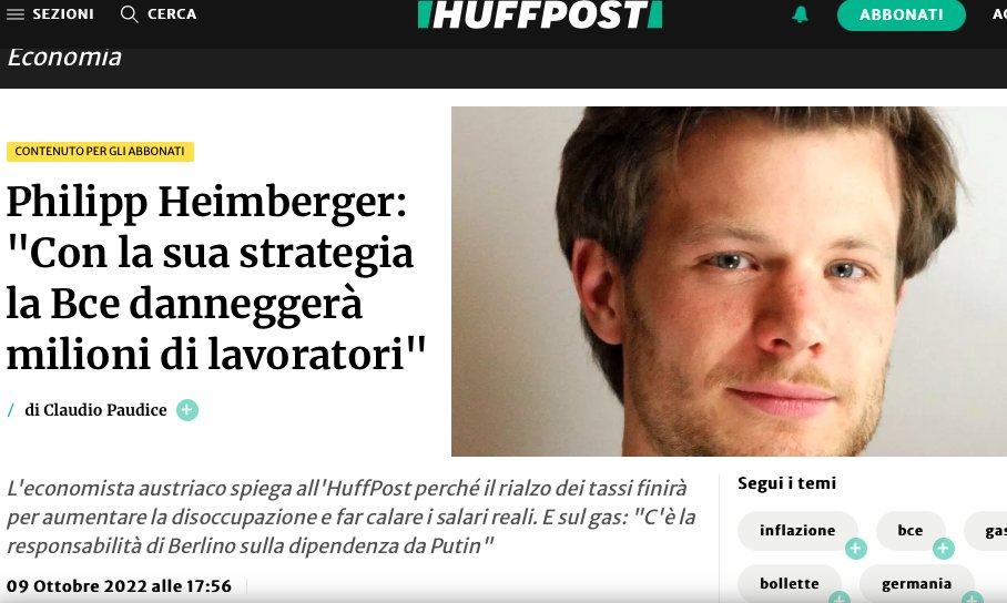 Philipp Heimberger on Twitter: "I did an interview with Huffington Post Italy on why further ECB ...