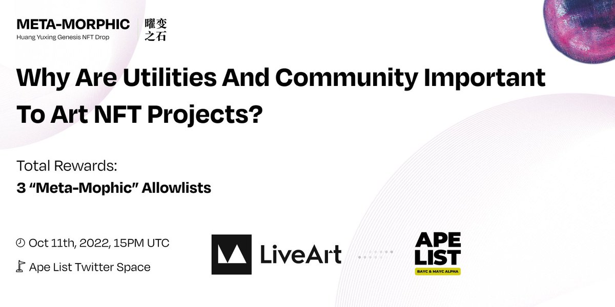 Ape List on Twitter: "AMA PART II: Set your reminders for an AMA with @LiveArtX Meta-morphic is ...