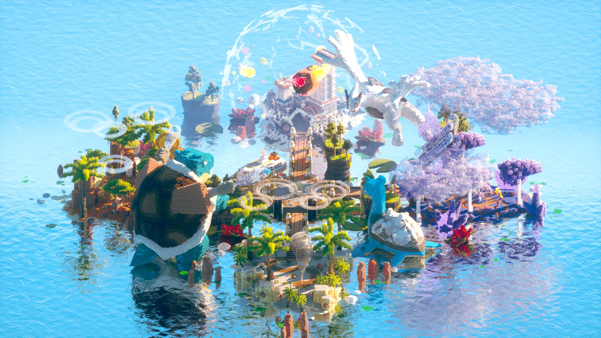 BreadBuilds on Twitter: "🏙️ Server hub, spawn, safari and magical islands for @PixelaxFR Created ...
