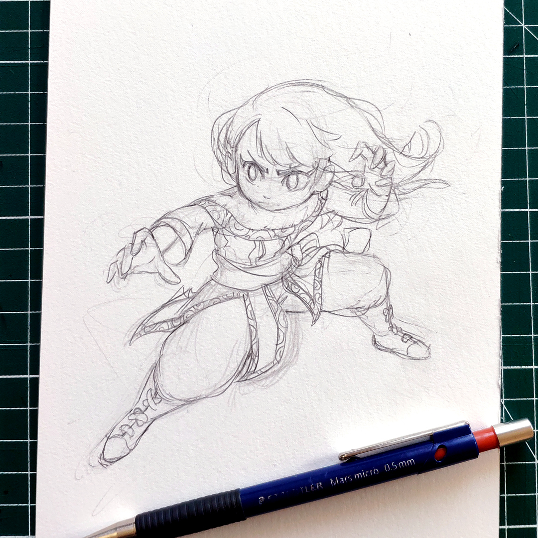 「Process!sketch / inking via light box / 」|Marcel Mosqiのイラスト