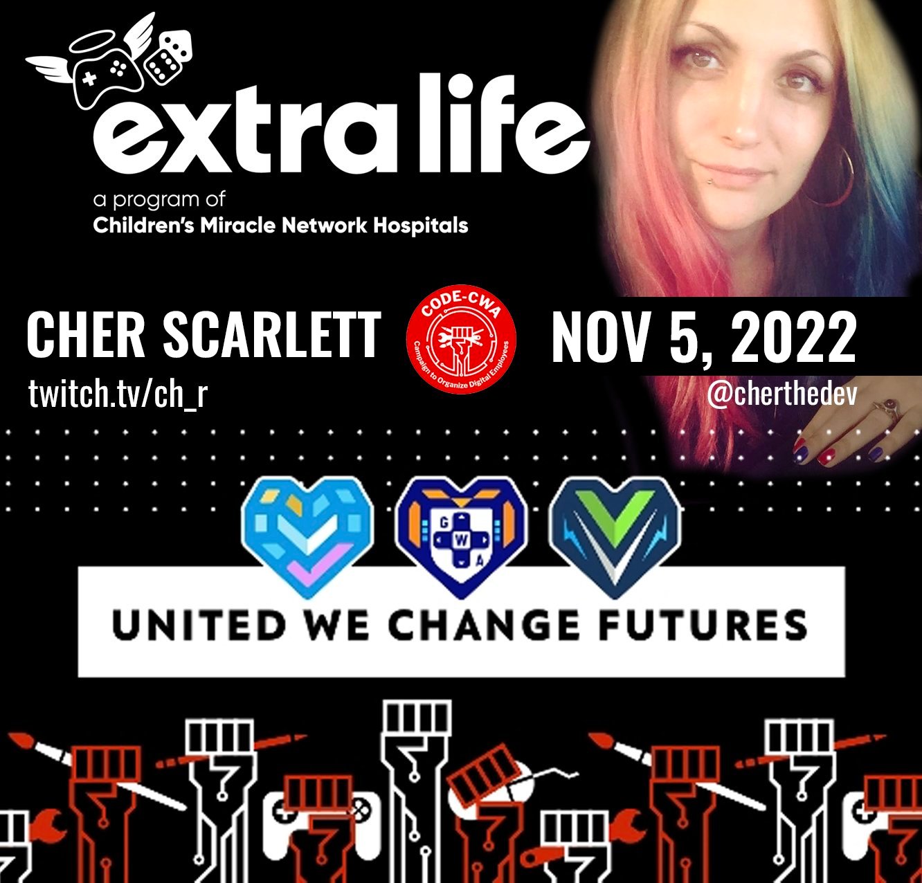 Cher Scarlett on Twitter: "This year for @ExtraLife4Kids I've teamed up with @CODE_CWA ...
