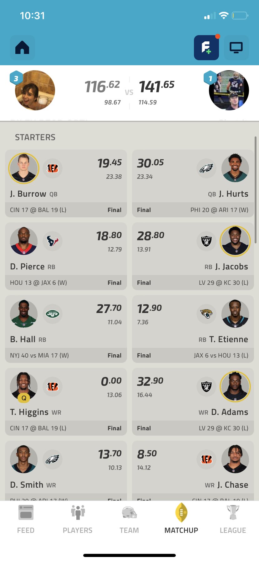 on Twitter: "@ScottHanson I had a 60 point lead until Devante and Josh Jacobs happened. Insult ...