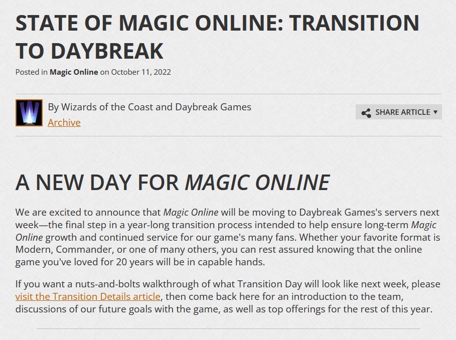 Robert Taylor🔥 on Twitter: "State of Magic Online: Transition to Daybreak #mtg #mtgo https://t ...