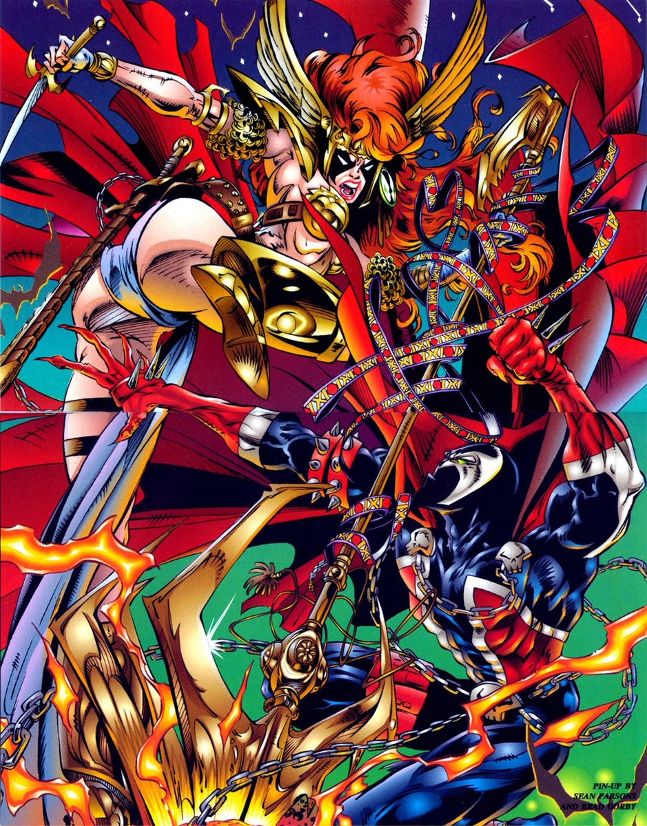 Daily Spawn Archive on Twitter: "Spawn & Angela pin-up (1994). Art by Sean Parsons and Brad ...