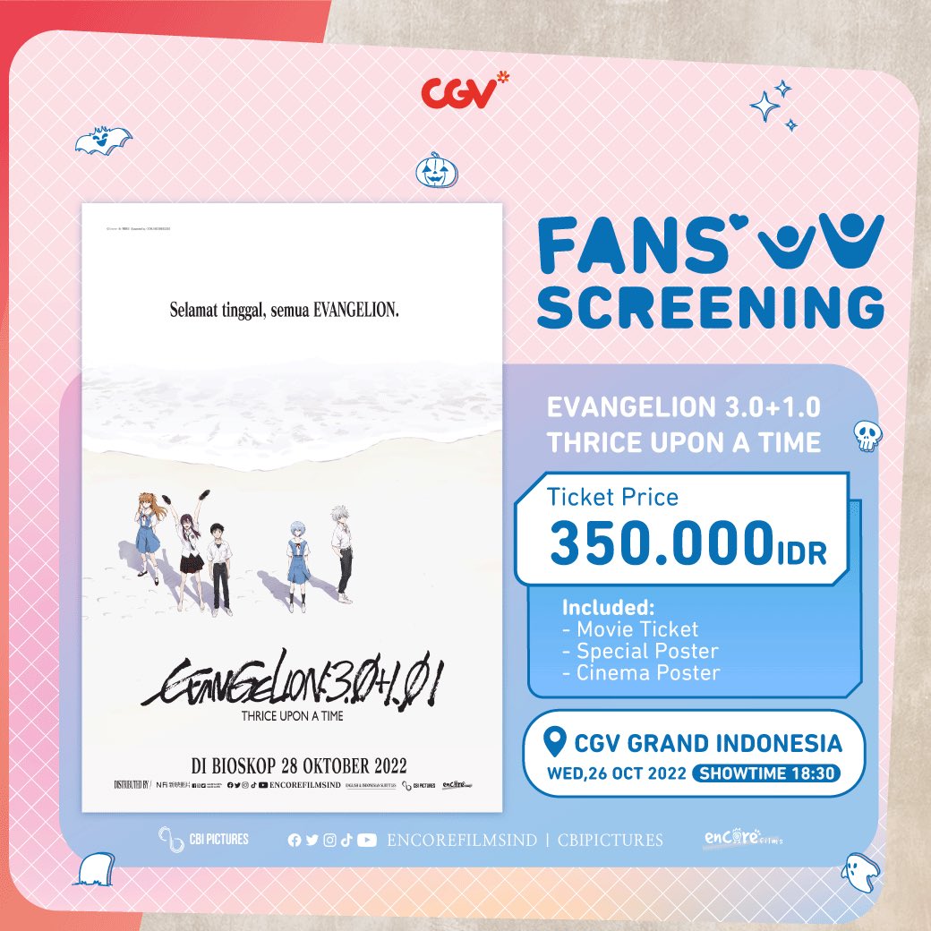CGV Cinemas on Twitter: "Tiket Fans Screening EVANGELION 3.0+1.0 THRICE UPON A TIME sudah bisa ...