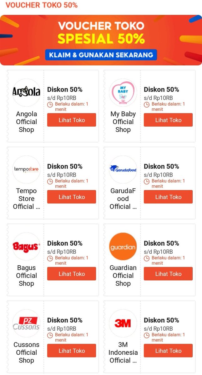 racun shopee on Twitter: "Voucher toko spesial 50% maksimal Rp10.000 Klaim vouchernya disini ...