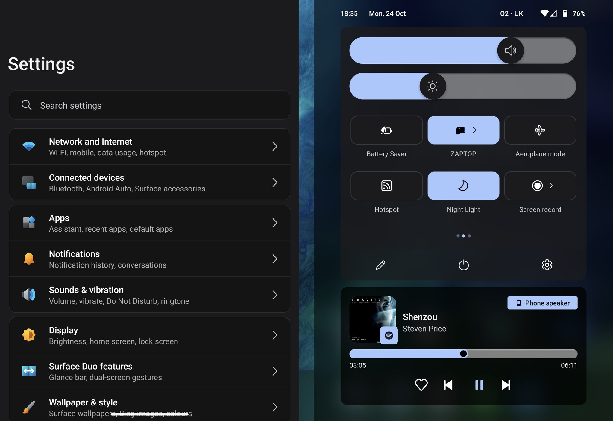 Zac Bowden on Twitter: "Loving the new UI design for Android 12L on Surface Duo. https://t.co ...