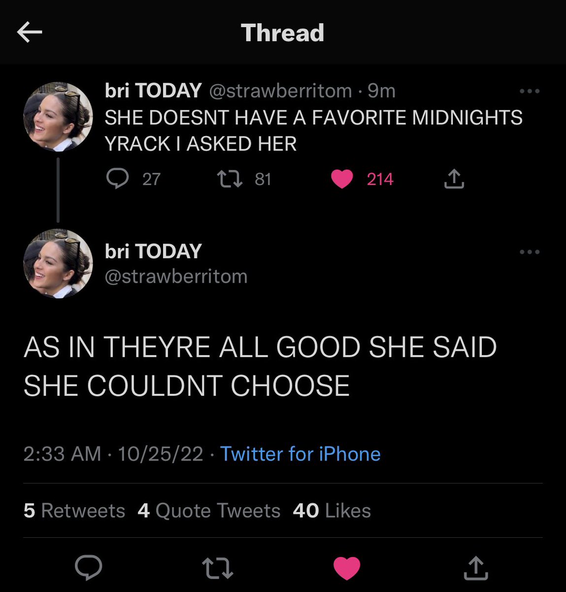 jojo on Twitter: "olivia rodrigo having a hard time picking a favorite midnights song is so ...