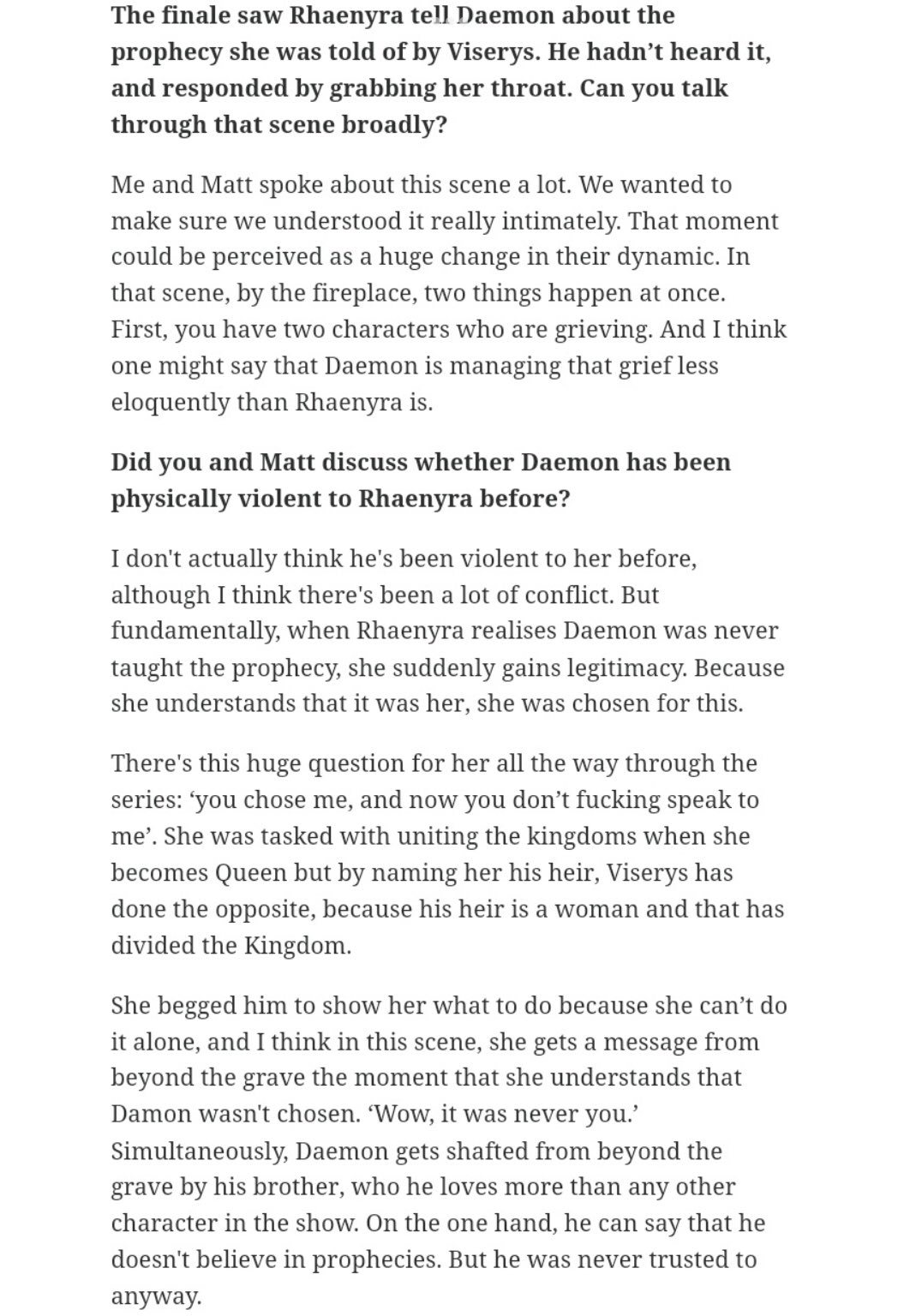 mx bug on Twitter: "emma d'arcy explaining that choking scene better than literally anybody else ...