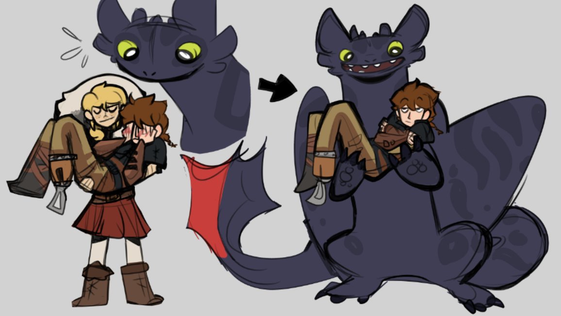 Hiccup And Astrid And Toothless