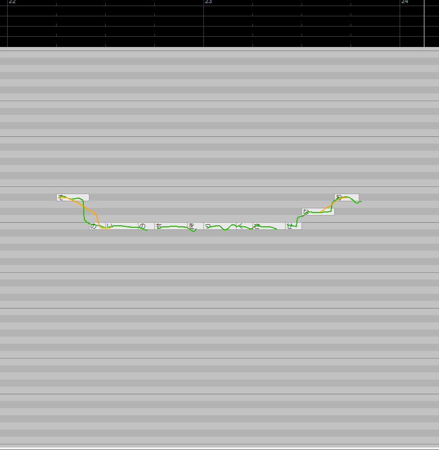 SLAVE.V-V-R お嬢様部で引退しました💯🌻😋 🔥 on Twitter: "緑色が元のピッチでオレンジが補正なんですけど、こういう崖がたまに発生するので山にしてあげるだけです ...