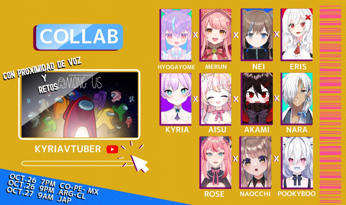 Kyria🌺🌞 | VTuber on Twitter: "ATENCION! Se viene gran COLLAB de vtubers jugando Among Us con ...