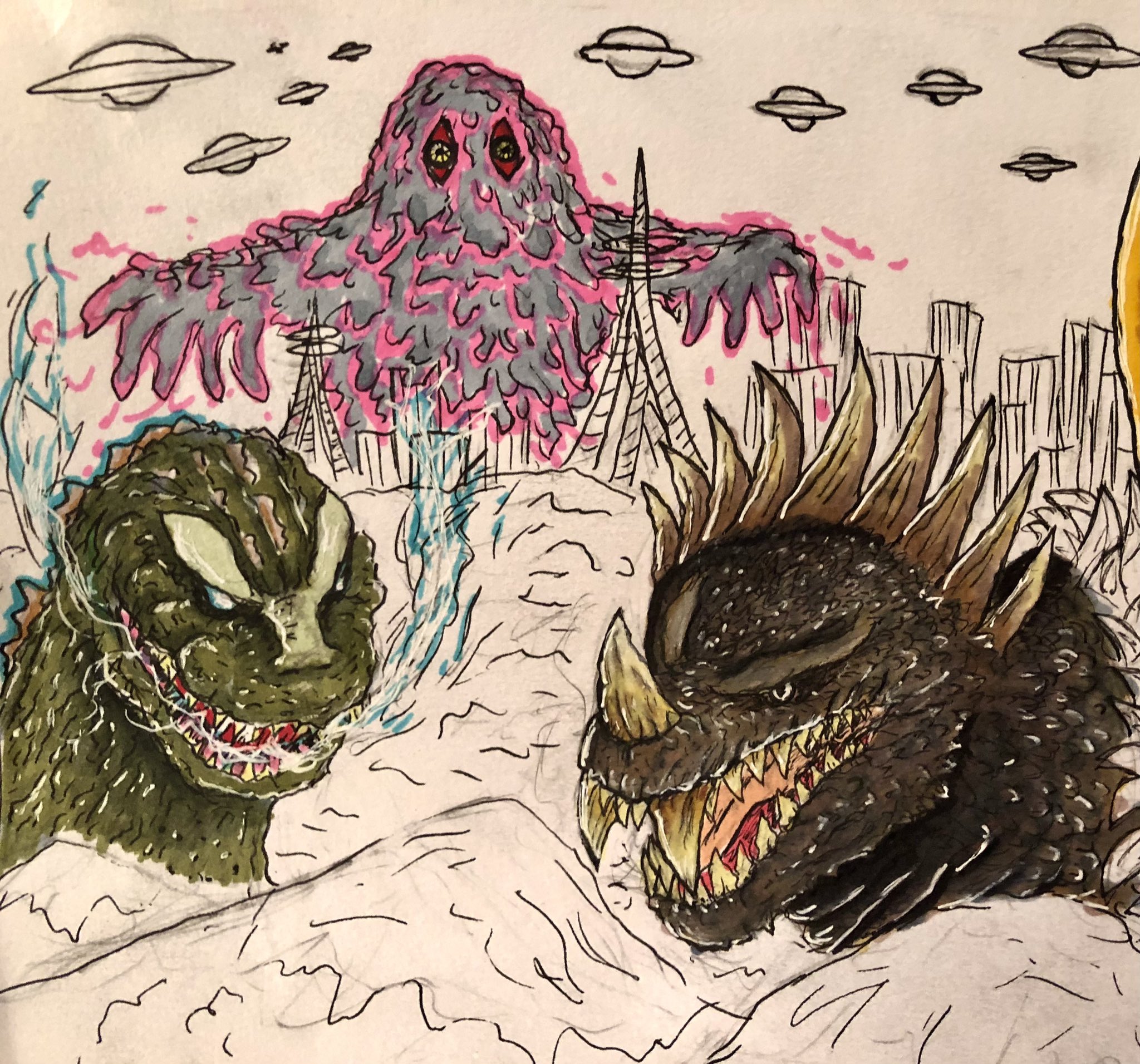 Godzilla And Anguirus Drawings