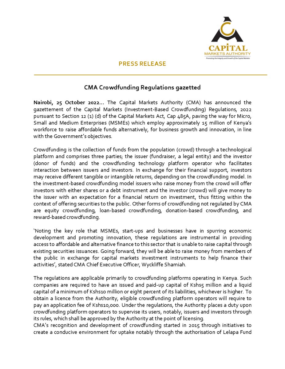 Capital Markets Authority Kenya on Twitter: