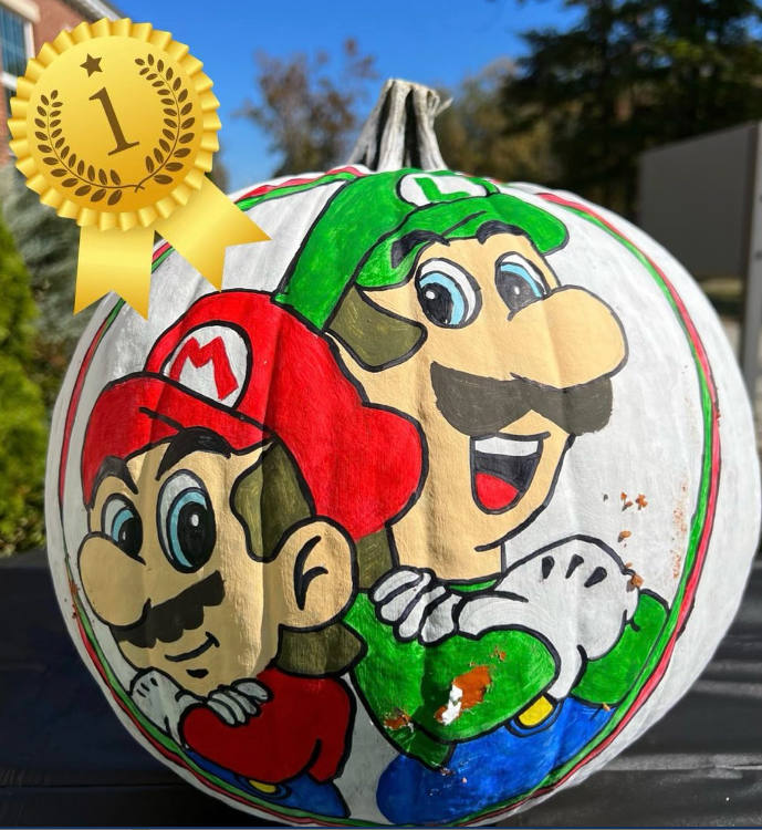 Mario Painted Pumpkin
