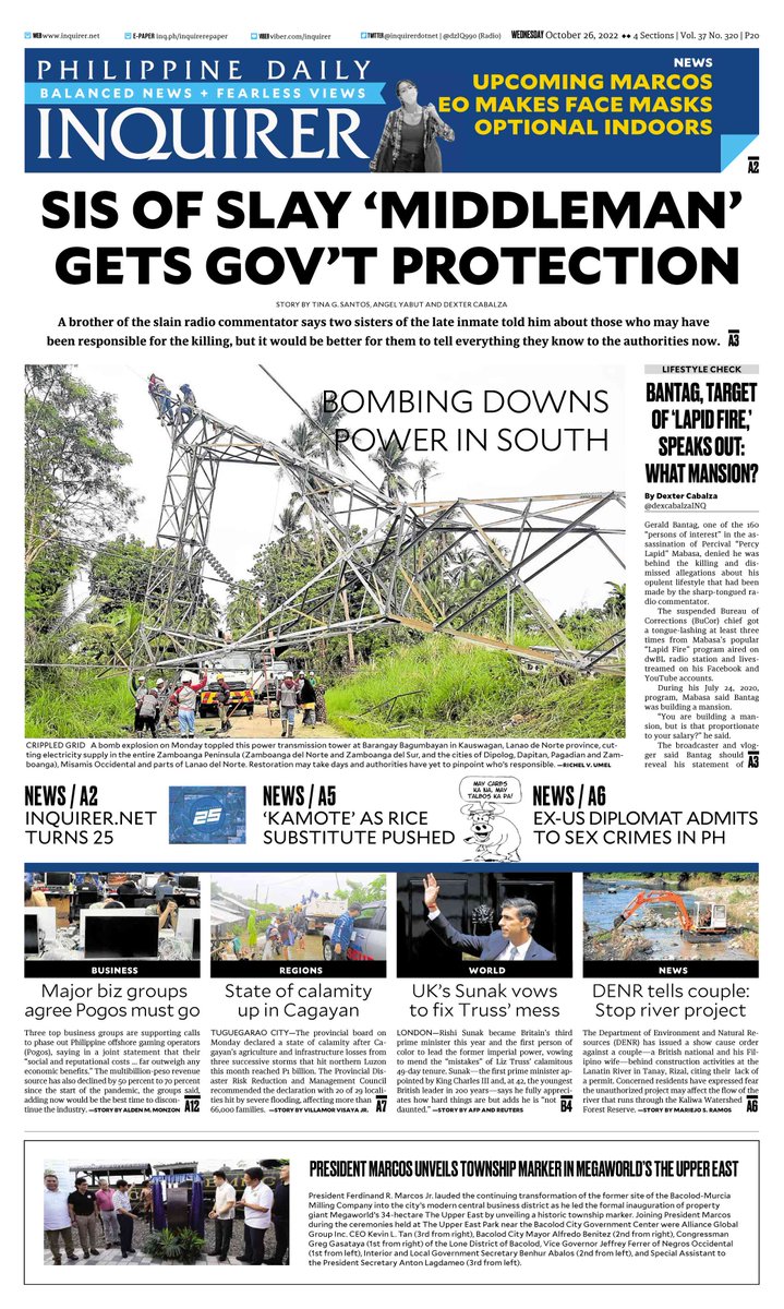 Inquirer on Twitter: "Today's Inquirer front page (October 26, 2022). More at http://inq.news ...