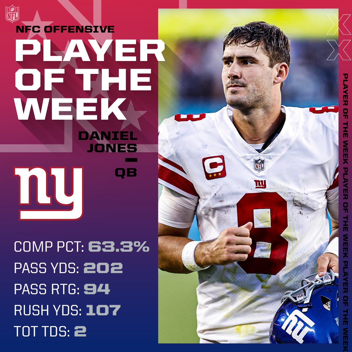 NFL on Twitter: "NFC Players of the Week! (Week 7) @Daniel_Jones10 | @MJW_era | @cairosantos19 ...